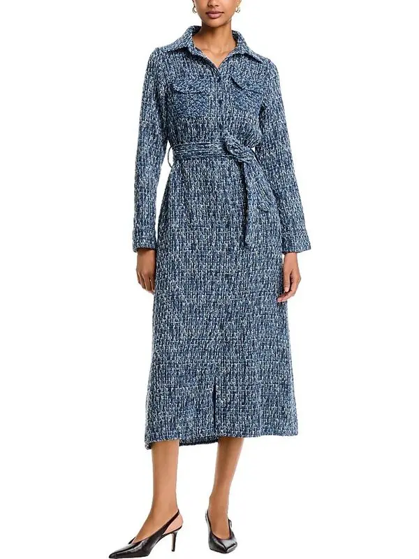 AREA STARS Oakley Tweed Shirtdress - Blue Tweed