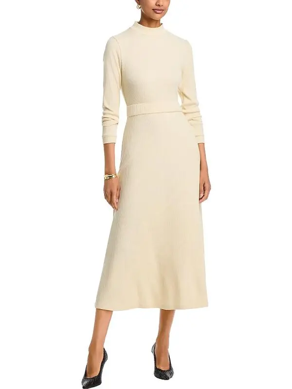 AREA STARS Molly Ribbed Midi Dress - Cream