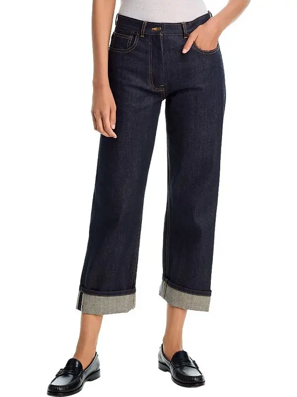 Thom Browne Cotton Cuffed Jeans - Navy