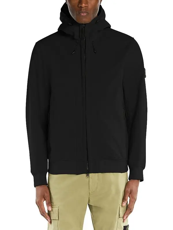 Stone Island Hooded Zip-up Jacket - Black