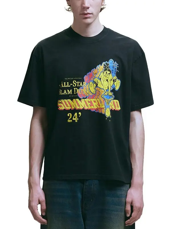 NAHMIAS Hoops Cartoon Boxy Tee - Aged Black