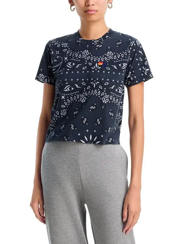 Aviator Nation Bandana Crewneck Boyfriend Tee - Charcoal