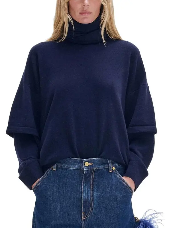 DARKPARK Troy Merino Wool & Cashmere Double Sleeve Tee - Blue