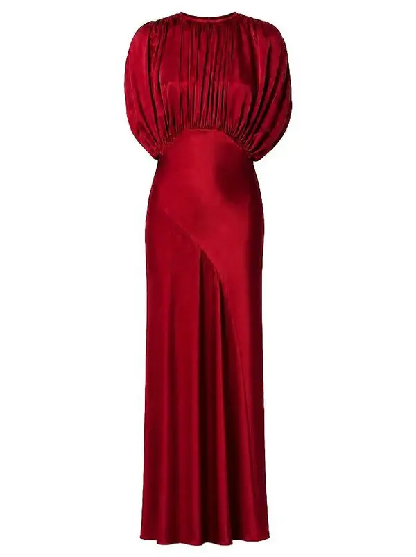 Tove Silk Gathered Maxi Dress - Claret