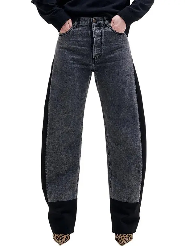 DARKPARK Laurene Double Color Barrel Jeans - Cement Grey/black