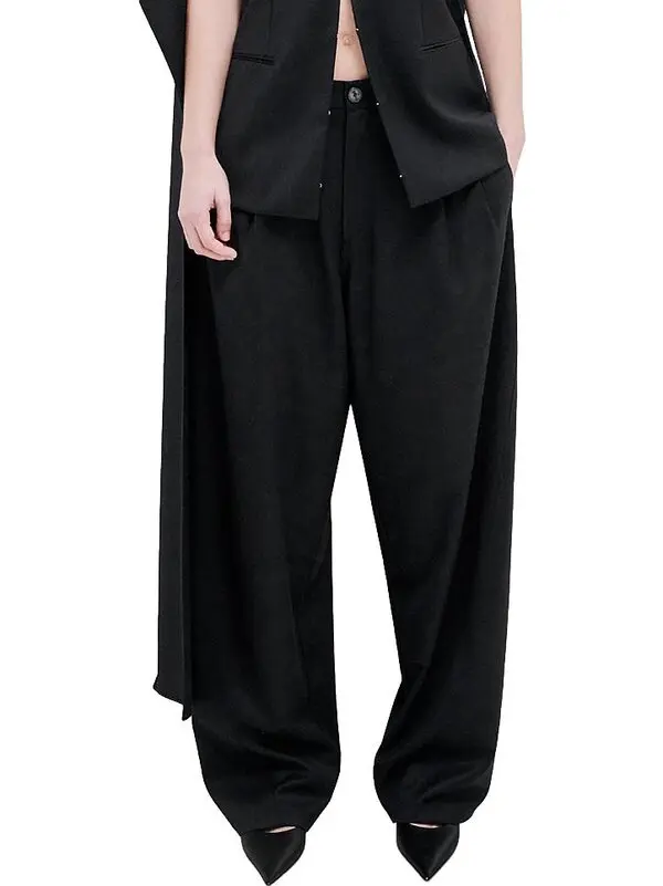 DARKPARK Wide Leg Wool Trousers - Black