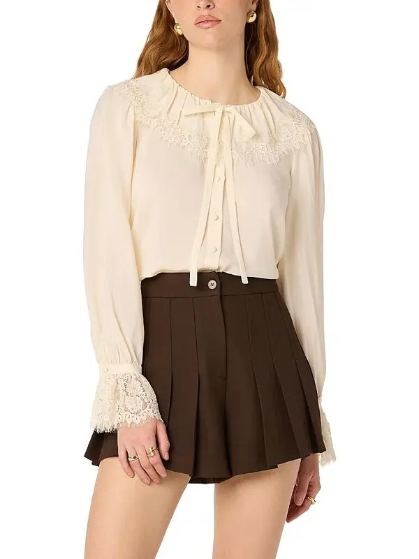 Astr The Label Lace Trim Blouse - Cream