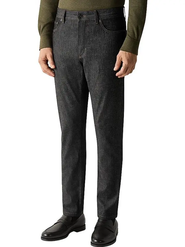 Zegna Roccia Slim Fit Cotton Blend Stretch Jeans - Black