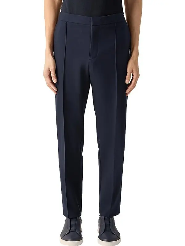 Zegna Regular Fit Wool Pants - Navy Blue