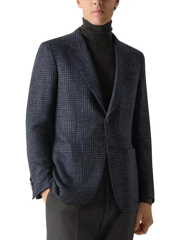 Zegna Regular Fit Cashmere Silk & Linen Jacket - Navy Blue