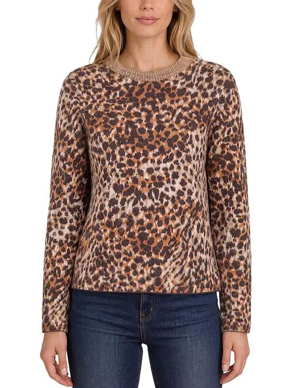 LIVERPOOL Crewneck Long Sleeve Sweater - Java Multi Leopard