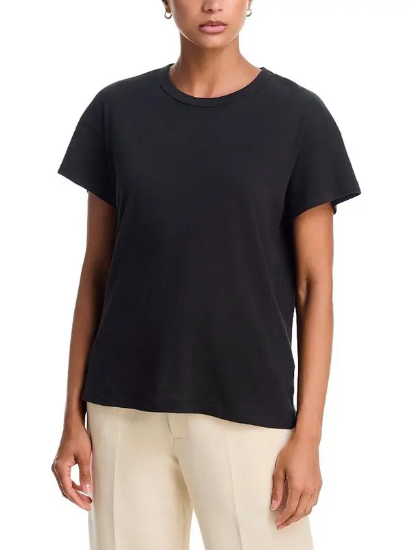 The Great. The Boxy Cotton Crewneck Tee - Almost Black