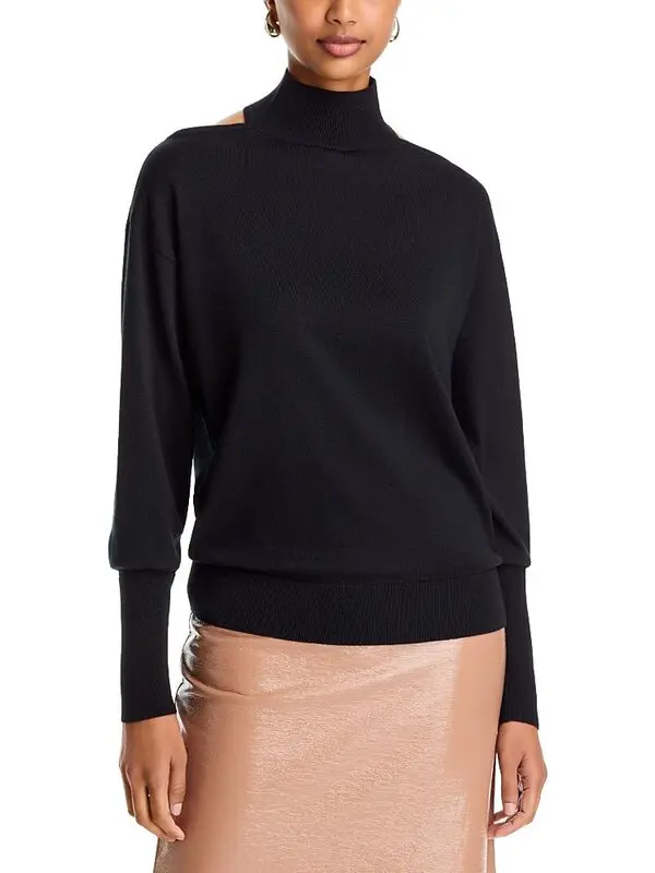 COURREGES Merino Wool Cut Out Turtleneck Sweater - Black