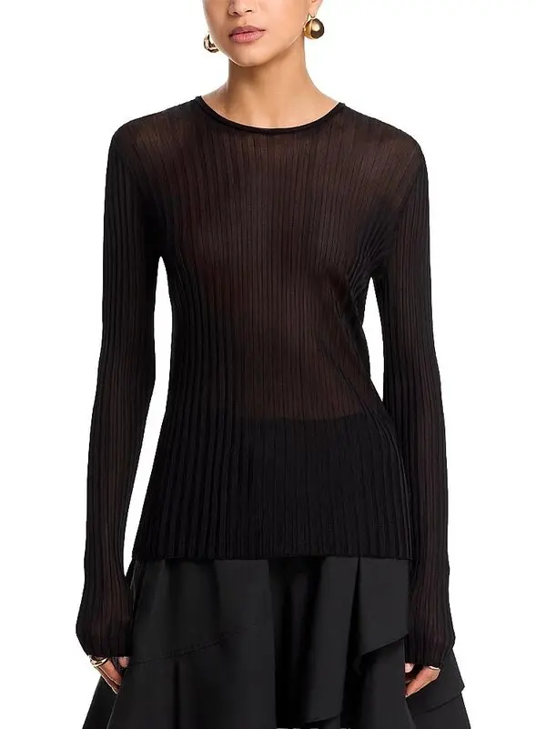 Co Mixed Long Sleeve Knit Shirt - Black