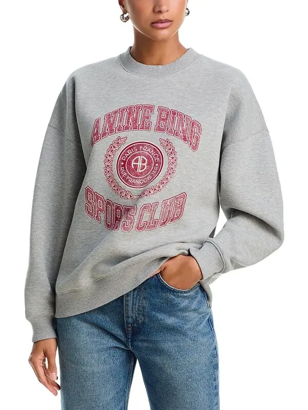 ANINE BING Miles Collegiate Graphic Sweatshirt - Grey