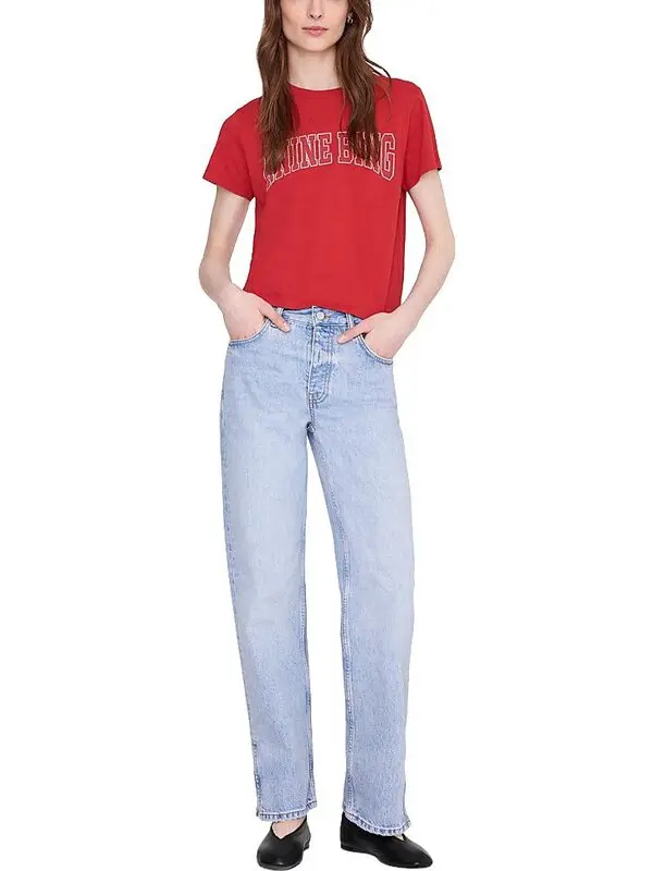ANINE BING Shelley Logo Cotton Tee - Red