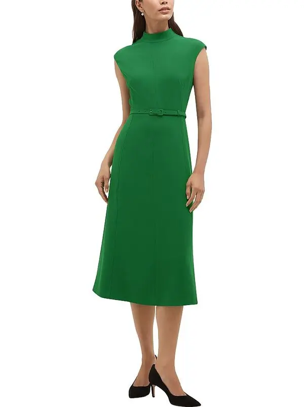 HOBBS LONDON Belted Turtleneck Dress - Spruce Green