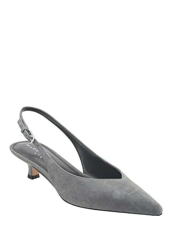 MARC FISHER LTD. Luciey Pointed Suede Slingback Pumps - Dark Gray
