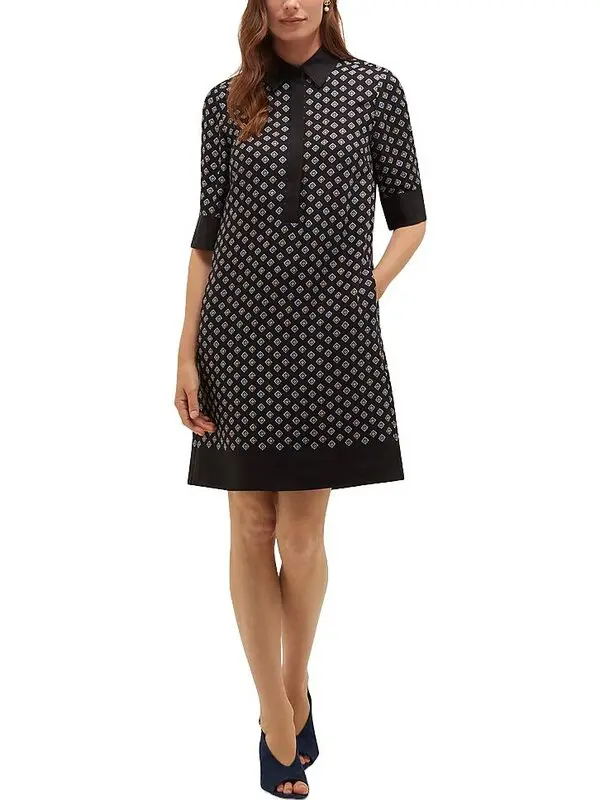 HOBBS LONDON Marciella Printed Elbow Sleeve Shift Dress - Navy Multi