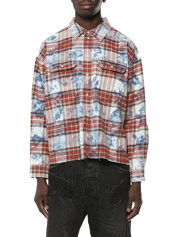 PURPLE BRAND Embellished Plaid Cotton Shirt - Multi