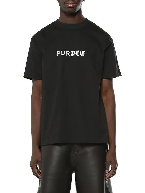 PURPLE BRAND Old English Cotton Logo T-shirt - Black