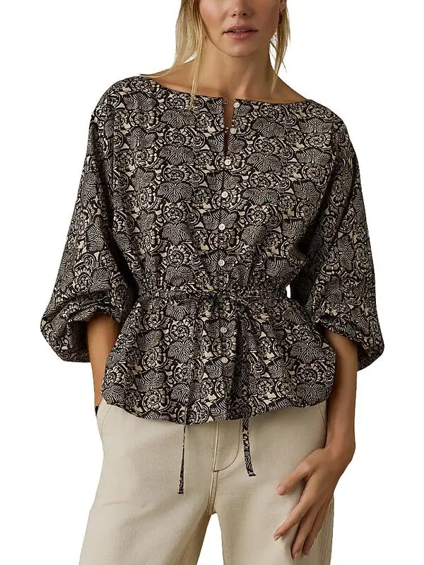 Faherty Brand Printed Cotton Blouse - Night Bloom