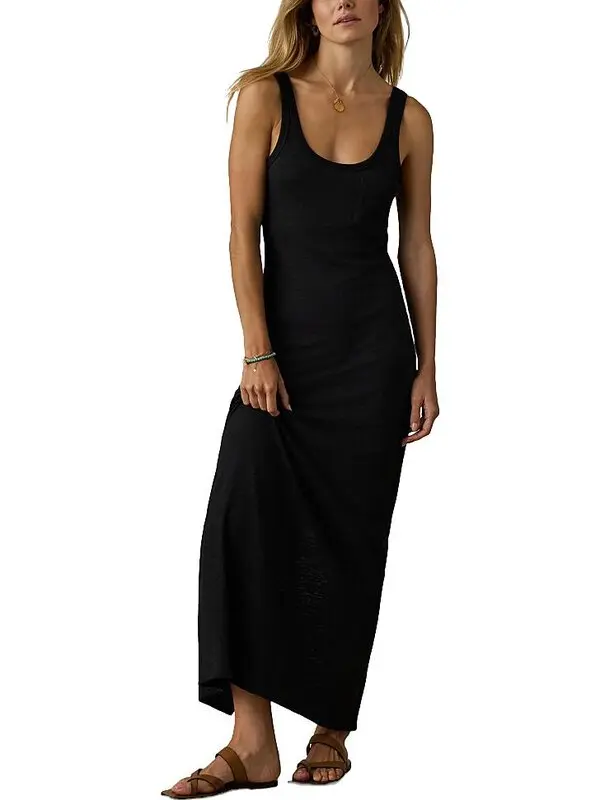 Faherty Brand Cotton Sunwashed Slub Pocket Tank Dress - Black