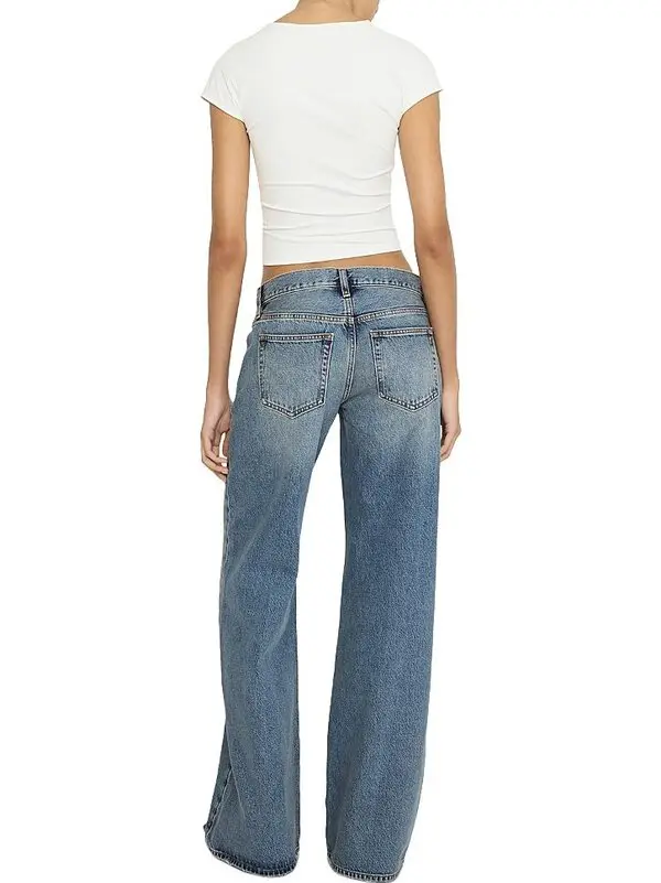FRAME The Leo Low Rise Wide Leg Jeans - Rivage