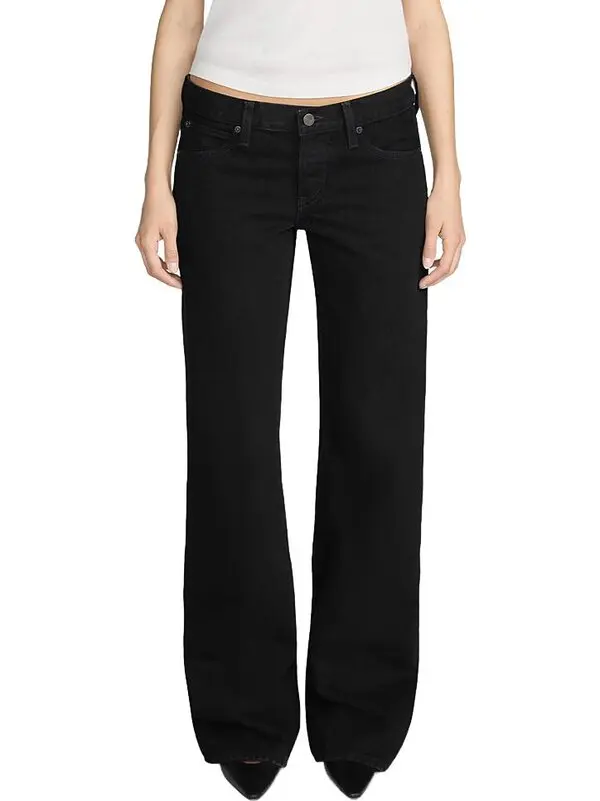 FRAME The Pixie Gray Cotton Low Rise Bootcut Jeans - Black