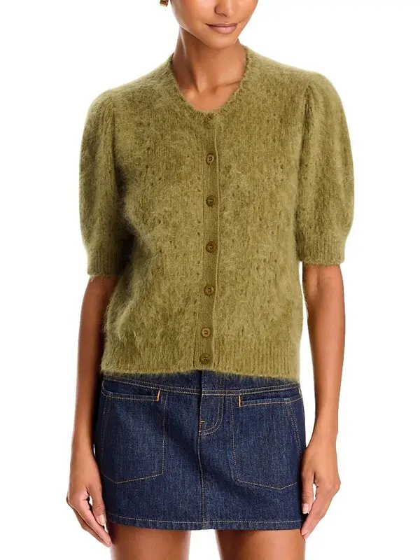 FRAME The Wool-blend Airy Cardigan Sweater - Deep Olive