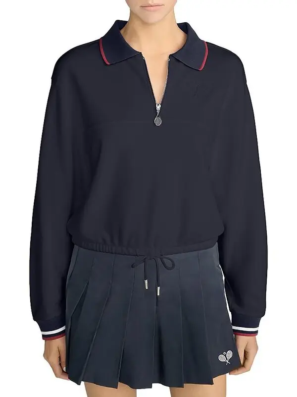 FRAME Tennis Quarter Zip Pullover Sweatshirt - Navy