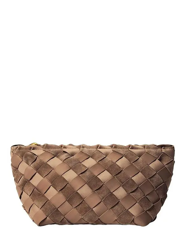 NAGHEDI Large Woven Stripe Suede & Fabric Clutch - Canyon