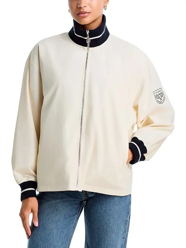 FRAME The Tennis Bomber Jacket - Cream Multi