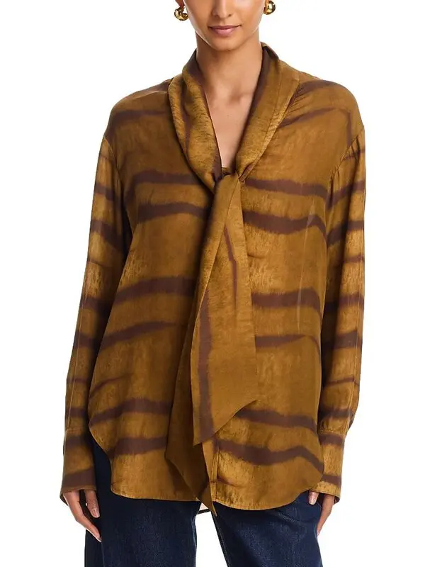 FRAME The Silk Oversized Tie Shirt - Light Tiger Multi