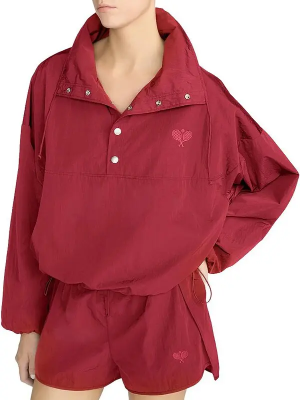 FRAME Tennis Windbreaker With Racquet Embroidery - Ace Red