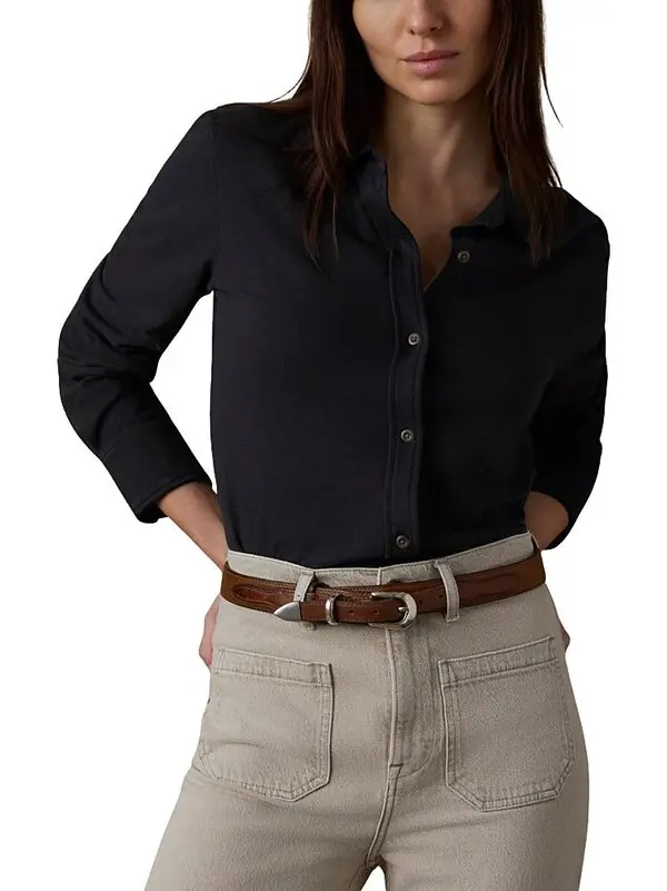 Faherty Brand Sunwashed Knit Cotton Shirt - Washed Black