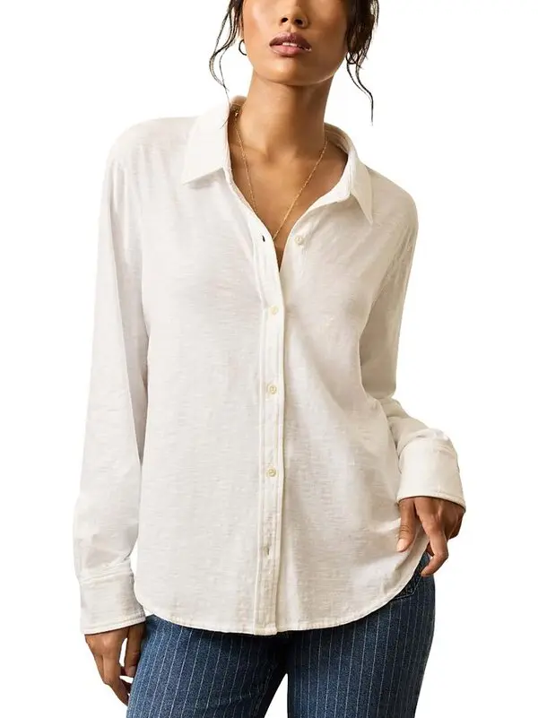 Faherty Brand Sunwashed Knit Cotton Shirt - White