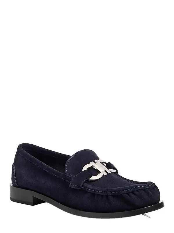 FERRAGAMO Maryan Soft Hug Gancini Loafers - Navy