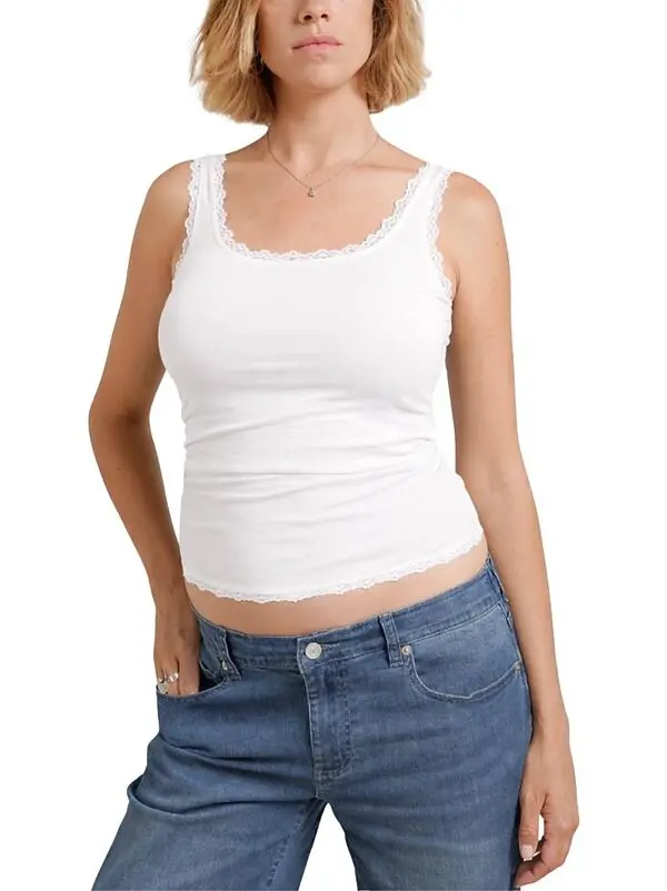 NOM MATERNITY Lacey Maternity Tank - White