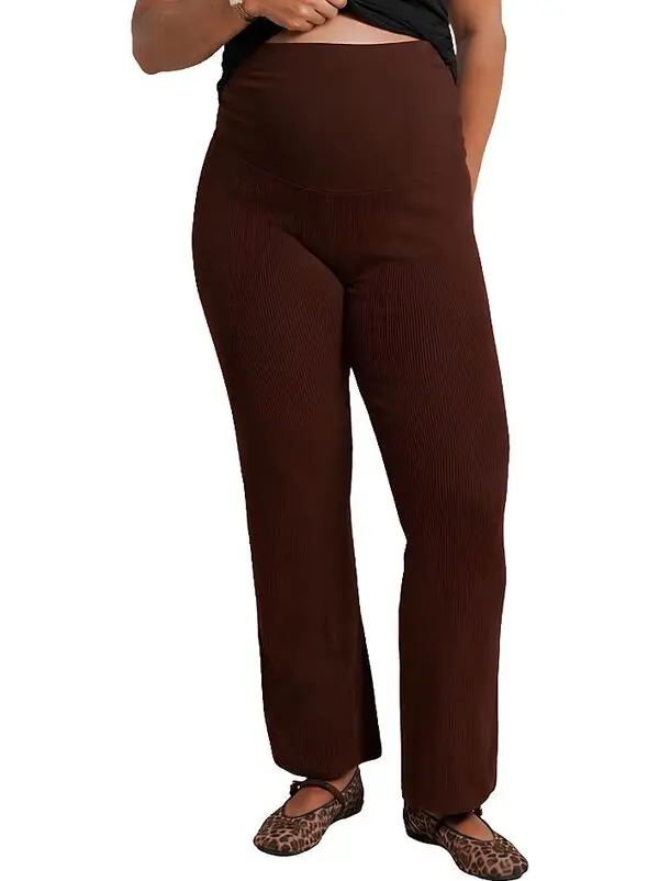 NOM MATERNITY Georgina Foldover Maternity Knit Pants - Chocolate