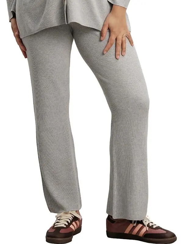 NOM MATERNITY Georgina Foldover Maternity Knit Pants - Heather Grey