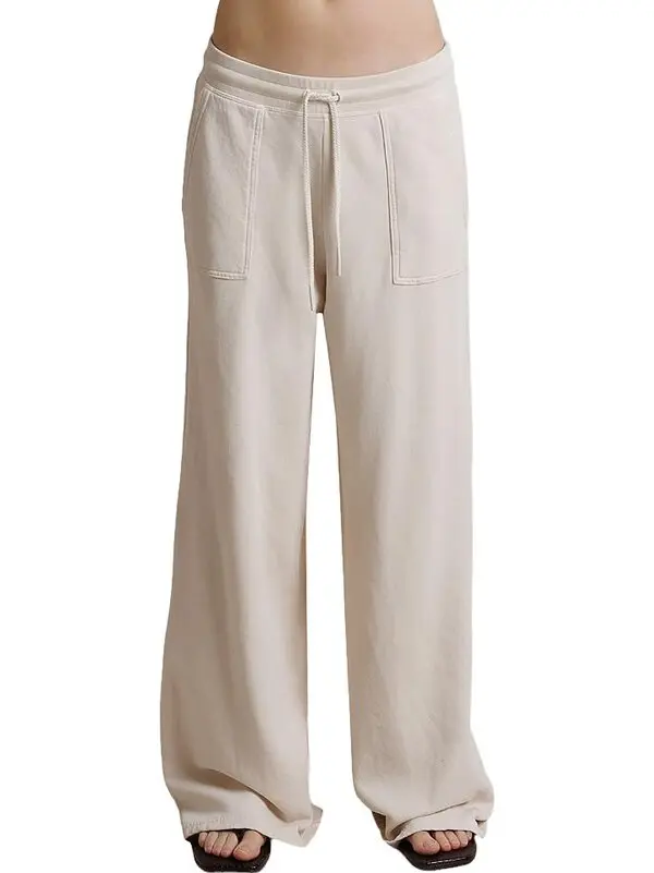 PERFECTWHITETEE Noa Cotton French Terry Wide Leg Sweatpants - Sugar