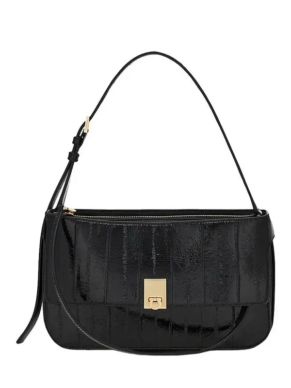 FERRAGAMO Cara Eel Leather Shoulder Bag - Black