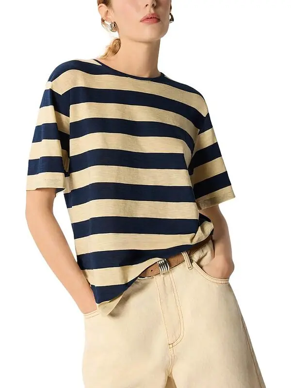 Whistles Striped Cotton T-shirt - Navy/multi