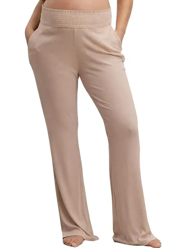 NOM MATERNITY Super Soft Rib Maternity Pants - Taupe