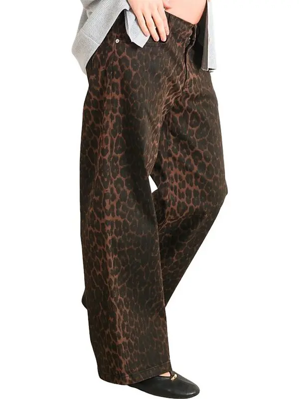 NOM MATERNITY Slouch Underbelly Boyfriend Jeans - Leopard Print