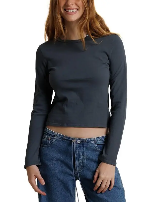 PERFECTWHITETEE Jamie Cotton Long Sleeve Tee - Turbulence