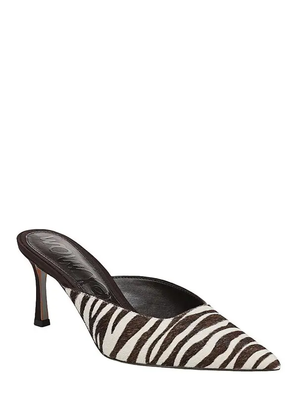 Sam Edelman Margeaux Calf Hair Pointed Toe Mules - Chocolate