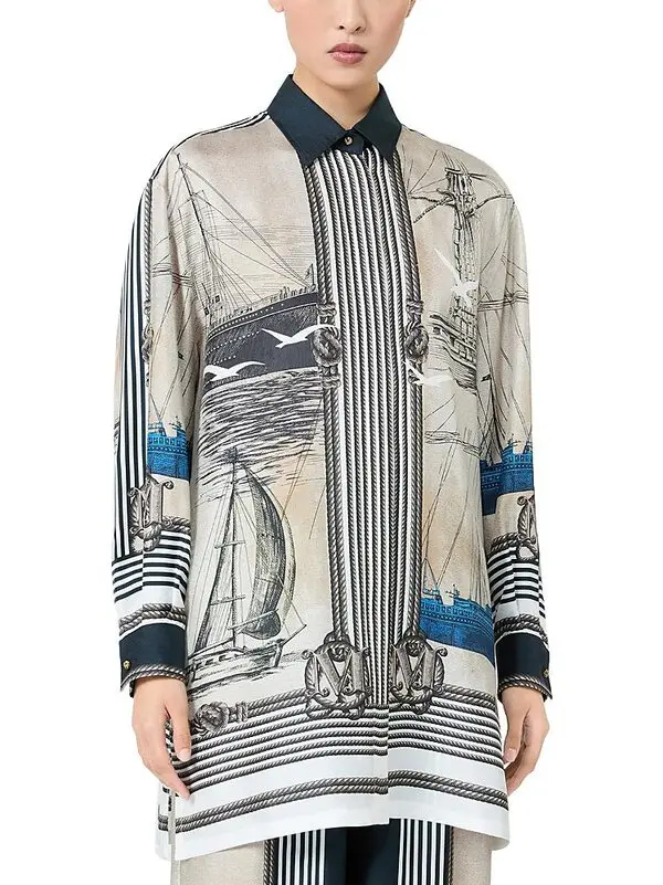 Max Mara Printed Silk Shirt - Stone