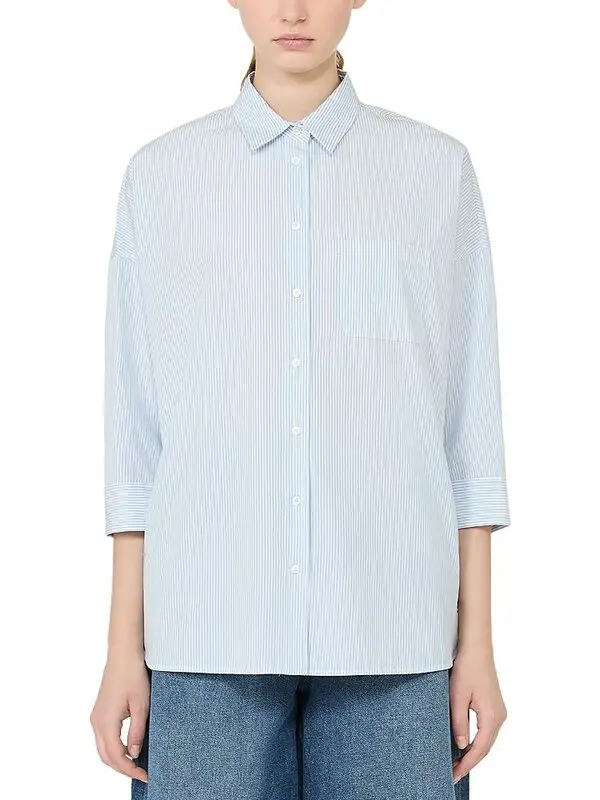 Max Mara Wkdgiralda Three Quarter Sleeve Shirt - Light Blue